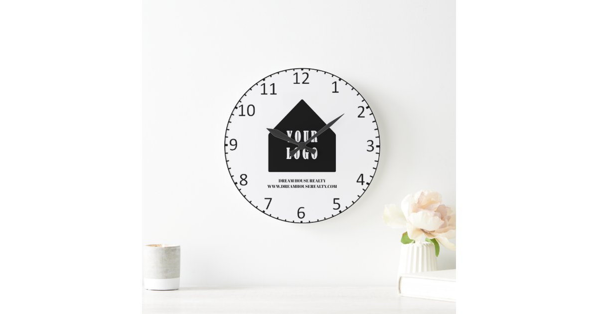 Custom Logo Real Estate Agent Realtor Office Large Clock | Zazzle