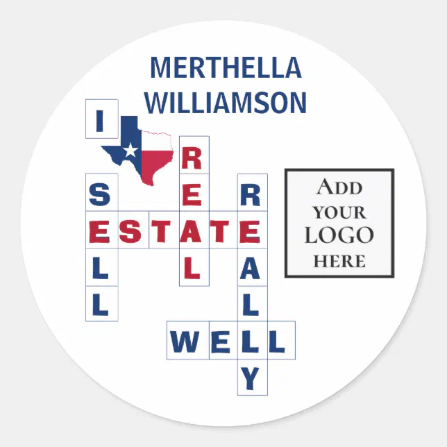 Custom LOGO Realtor TEXAS Real Estate Classic Round Sticker | Zazzle