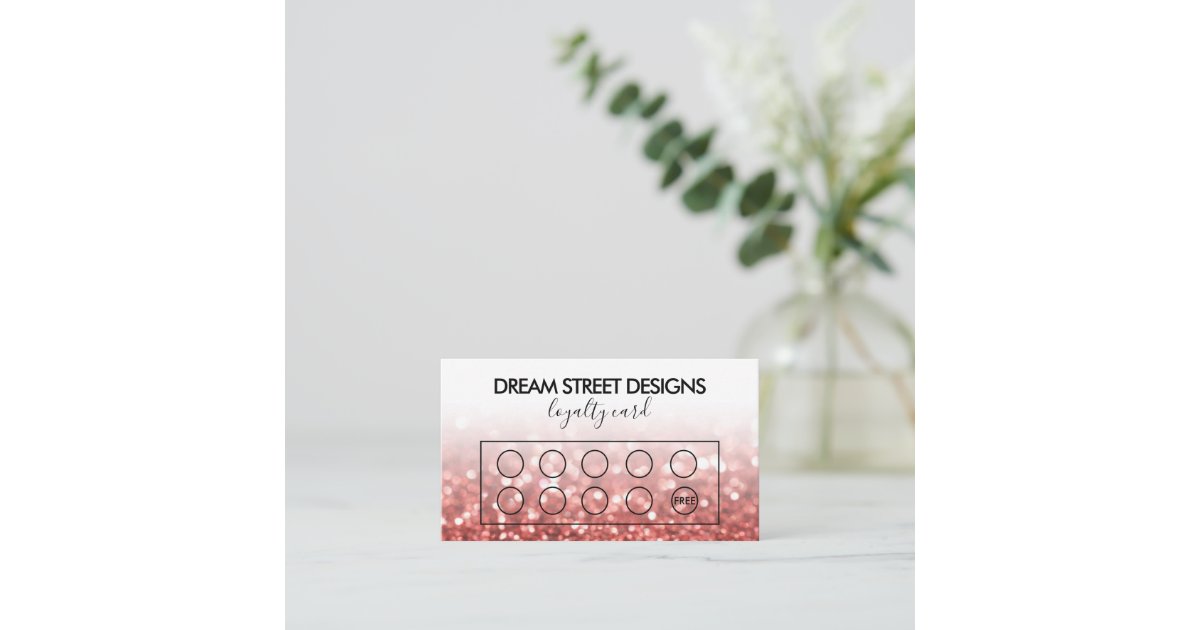 Custom Logo Red Glitter Fade Loyalty Card | Zazzle