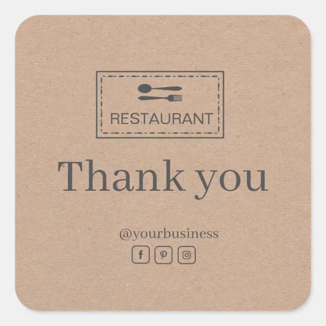 Custom logo restaurant | Thank you sticker | Zazzle