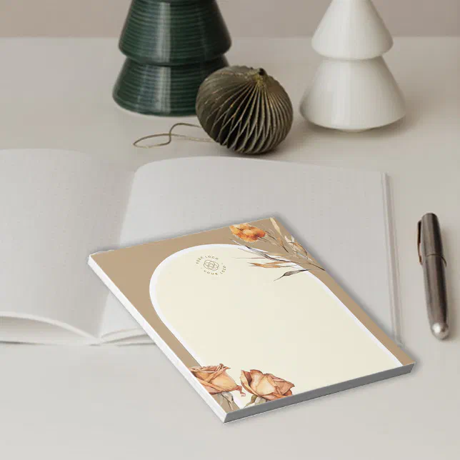 Custom Logo Retro Arch Rose Business Notepad | Zazzle