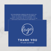 Custom Logo Simple Modern Blue Business Thank You Card | Zazzle