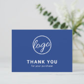 Custom Logo Simple Modern Blue Business Thank You Card | Zazzle