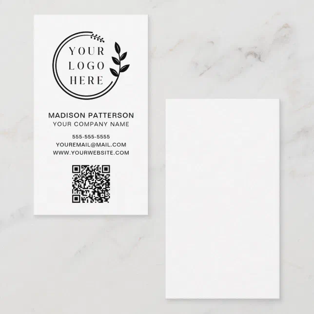 Custom Logo Simple Modern Minimalist QR Code Business Card | Zazzle