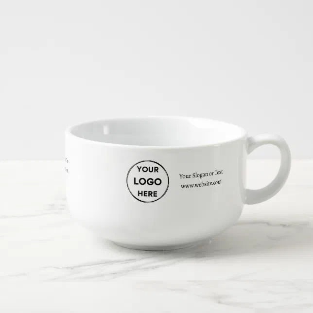 Custom Logo Slogan Text Modern Business Corporate Soup Mug | Zazzle
