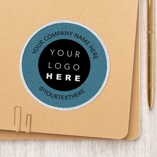Custom Logo Small Business Office Teal Blue Patch | Zazzle