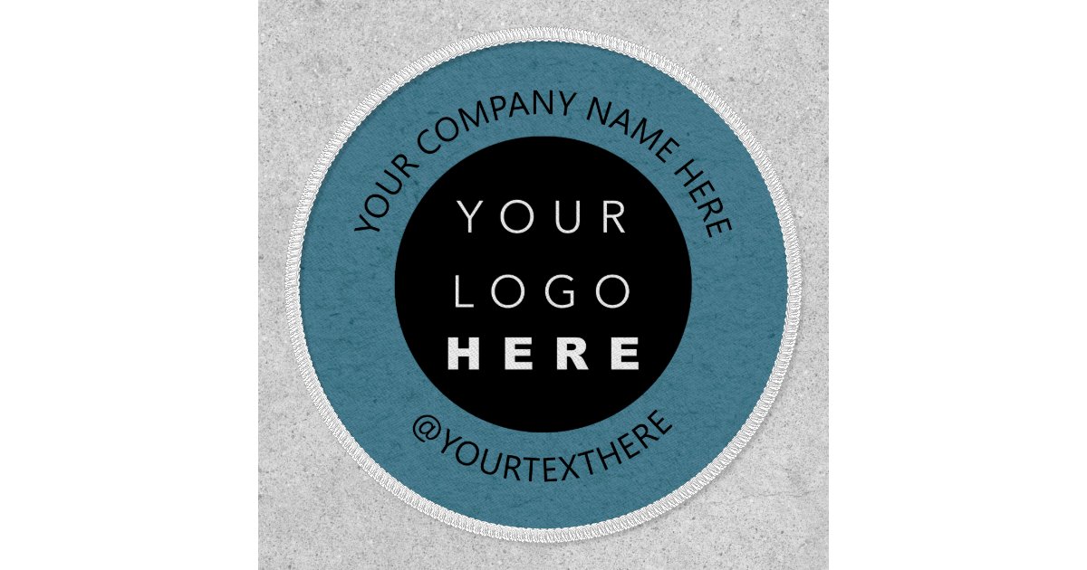 Custom Logo Small Business Office Teal Blue Patch | Zazzle