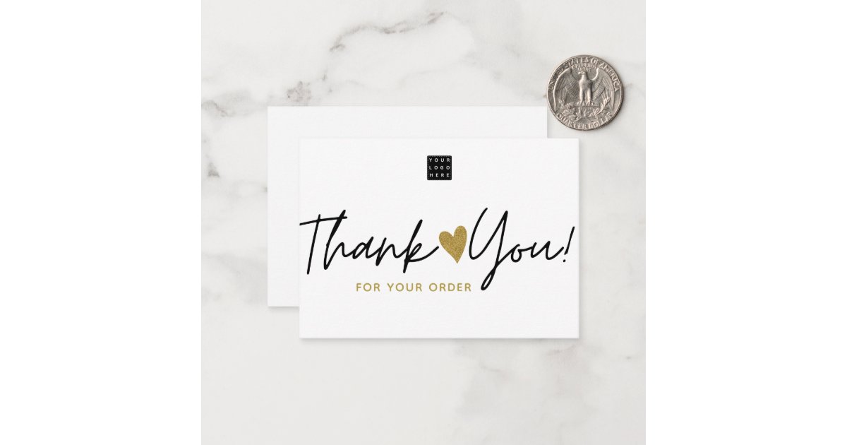 Custom Logo Small Business Order Thank You Note Card | Zazzle