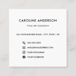 Custom logo social media icons networking square business card | Zazzle