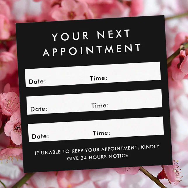 Custom logo square black appointment card | Zazzle