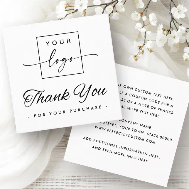 Custom logo square business thank you insert card | Zazzle