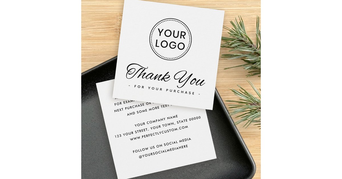 Custom logo square business thank you insert card | Zazzle