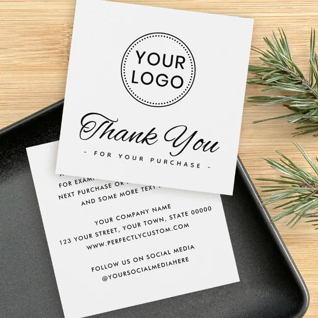 Custom logo square business thank you insert card | Zazzle
