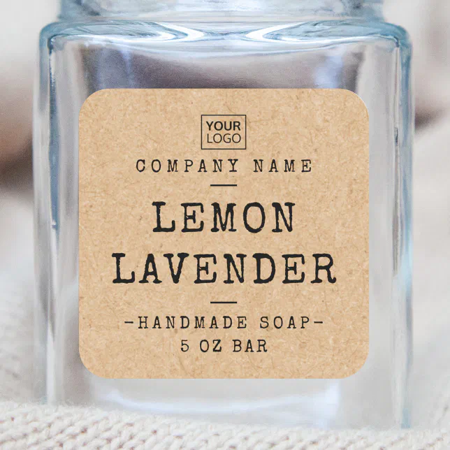 Custom logo square Kraft paper look product labels | Zazzle