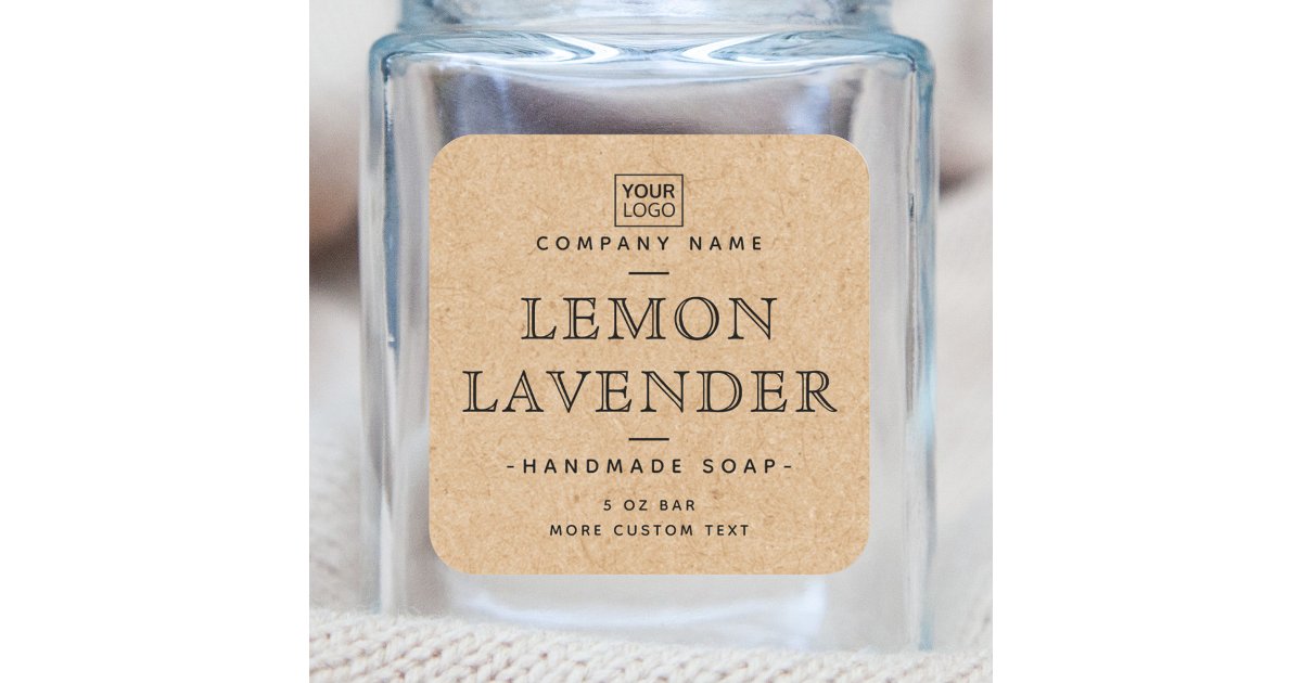Custom logo square Kraft paper look product labels | Zazzle