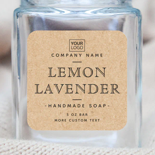 Custom logo square Kraft paper look product labels | Zazzle