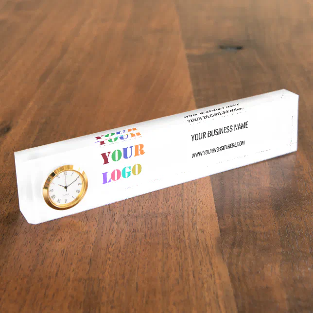 Custom Logo Text Business Desk Name Plate Template | Zazzle