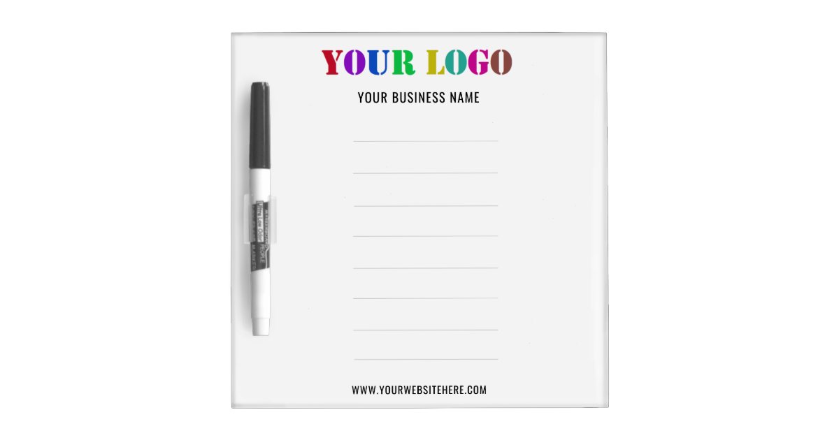 Custom Logo Text Business Dry Erase Board Template | Zazzle