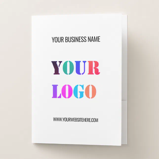 Custom Logo Text Business Pocket Folder Template | Zazzle