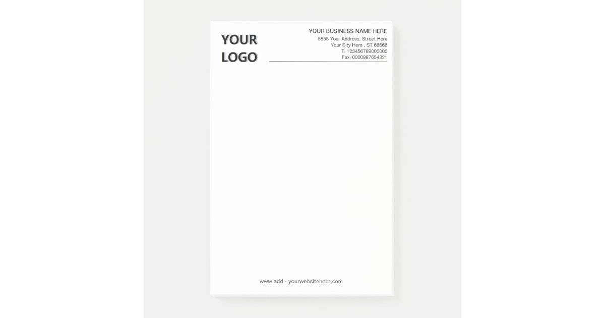 Custom Logo Text Business Post-it® Notes Template | Zazzle