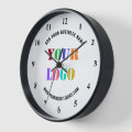 Custom Logo Text Business Wall Clock Template | Zazzle