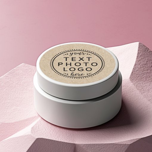 Custom logo text create your own Kraft paper look Classic Round Sticker ...