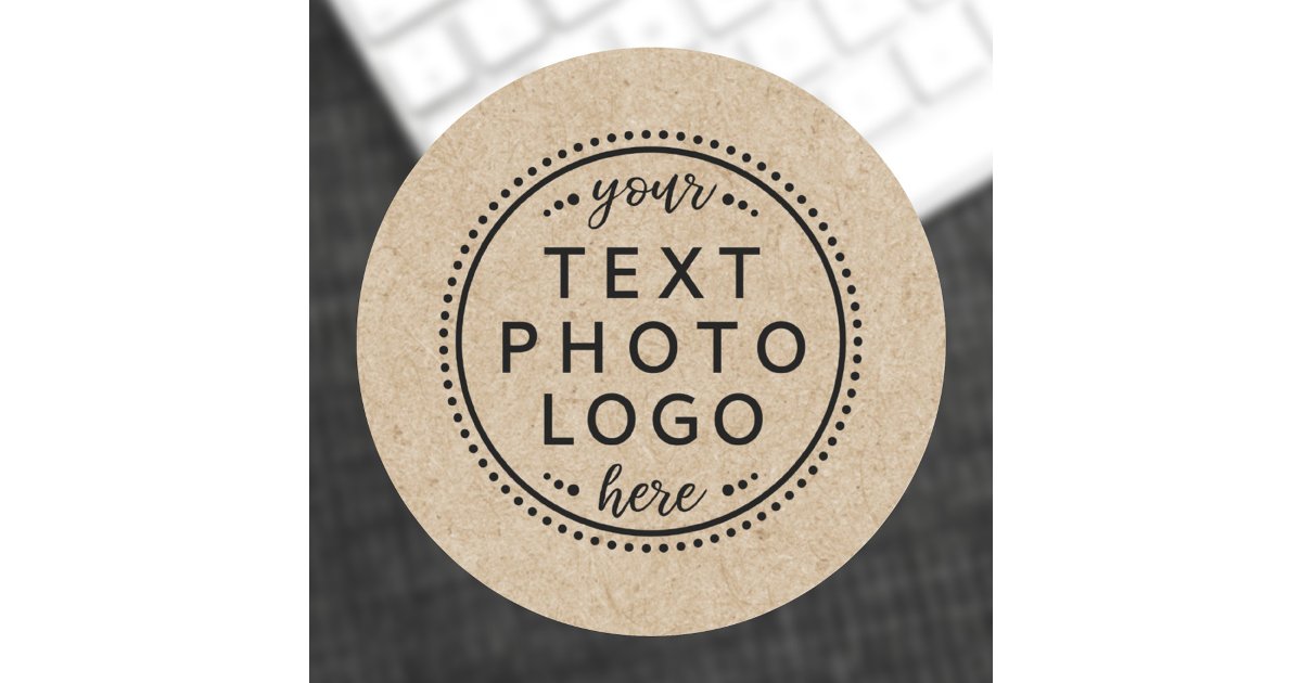 Custom logo text create your own Kraft paper look Classic Round Sticker ...