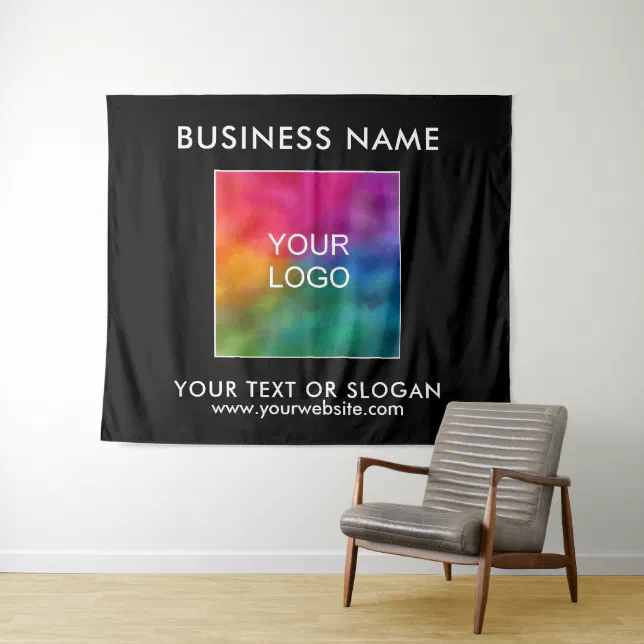 Custom Logo Text Party Event Seminar Horizontal Tapestry | Zazzle
