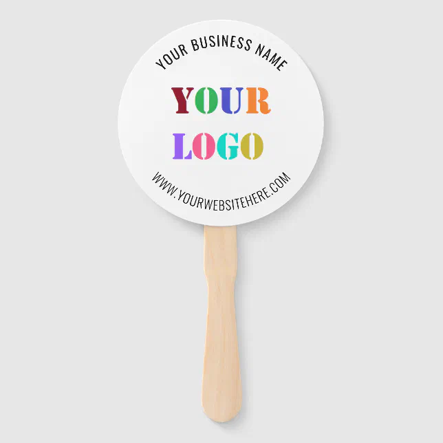 Custom Logo Text Promotional Business Hand Fan | Zazzle