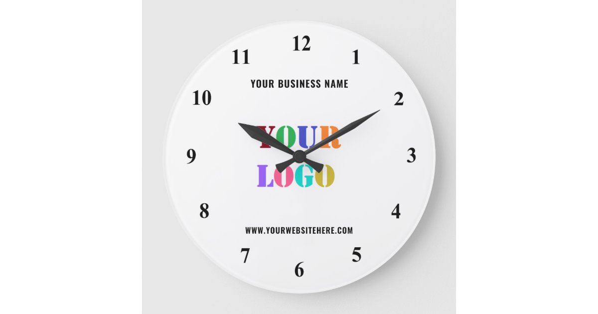 Custom Logo Text Promotional Business Wall Clock | Zazzle