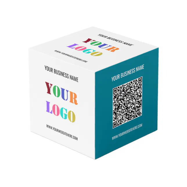 Custom Logo Text QR Code Promotional Cube Template | Zazzle