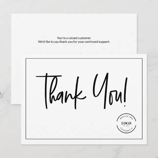 Custom Logo Thank You from Small Business insert Card | Zazzle