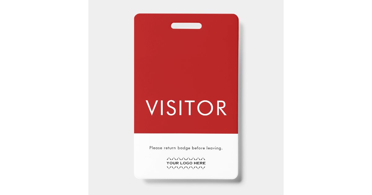 Custom Logo Visitor Badge | Red | Zazzle