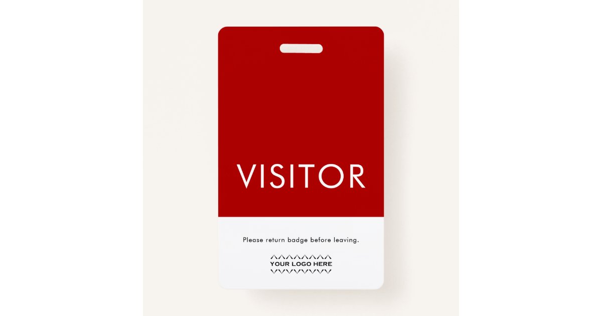 Custom Logo Visitor Badge | Red | Zazzle
