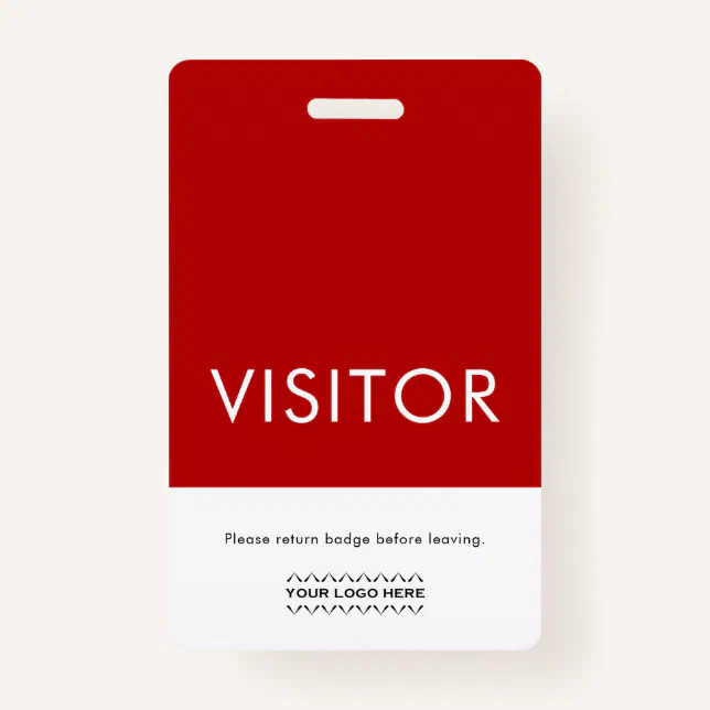Custom Logo Visitor Badge | Red | Zazzle