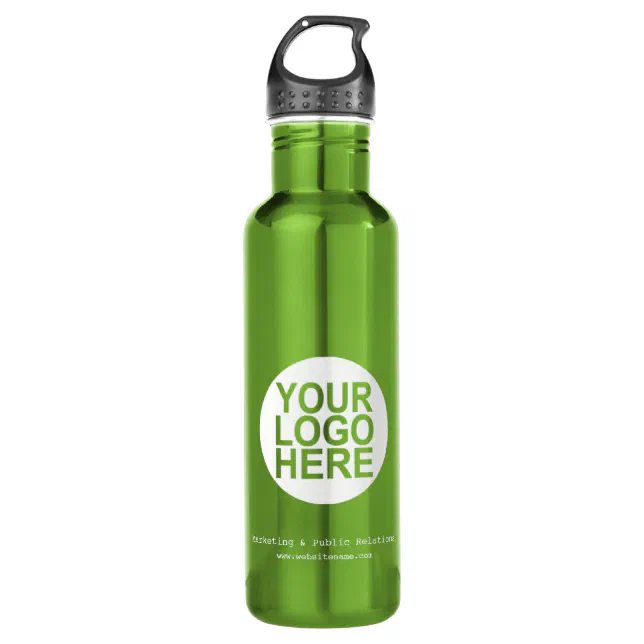 Custom Logo Water Bottle with Handle Green 24 oz | Zazzle