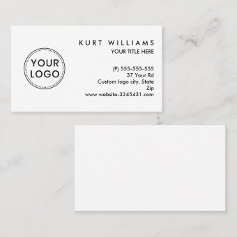 Custom logo white business card | Zazzle
