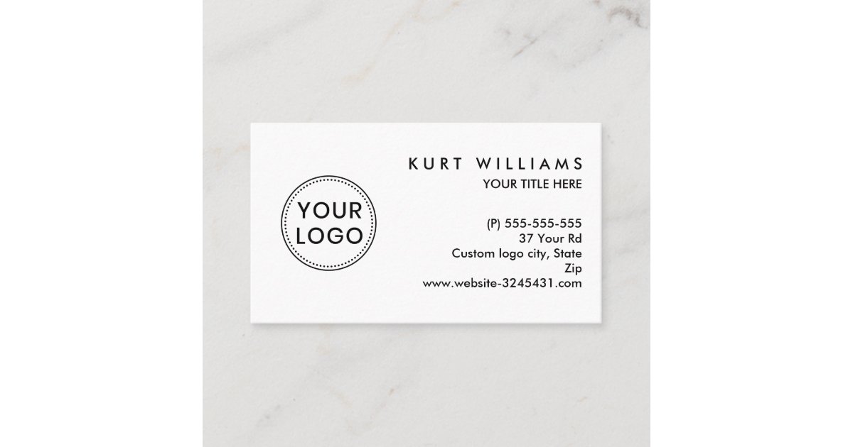 Custom logo white business card | Zazzle