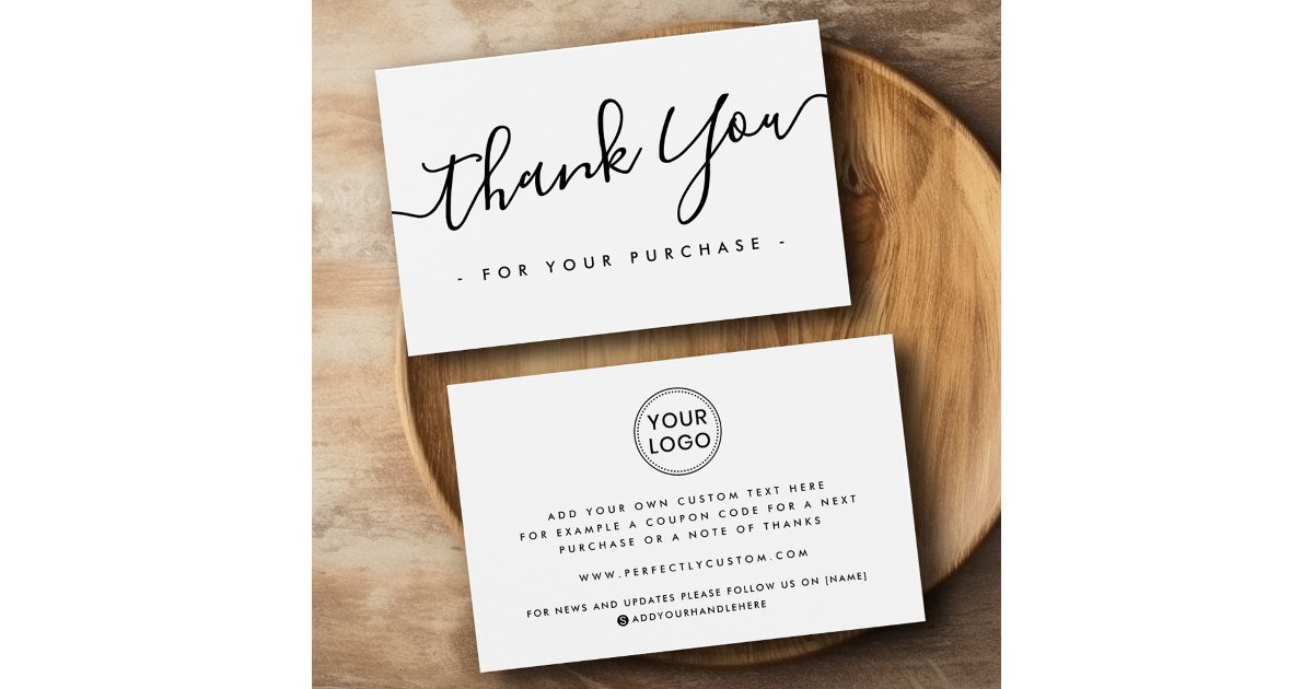 Custom logo white or any color thank you insert | Zazzle