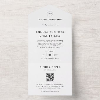 Custom Logo White QR Code RSVP Business Event All In One Invitation ...