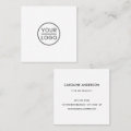 Custom logo, white, square, professional square business card | Zazzle