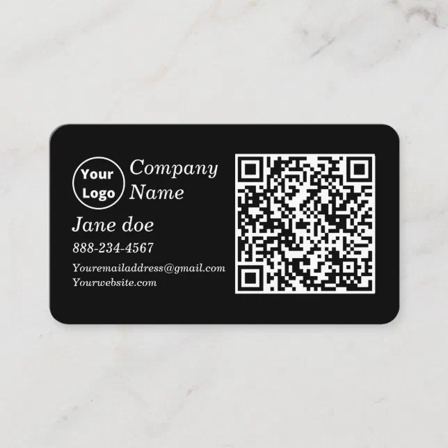 Custom logo with QR code and social media icons Bu Business Card | Zazzle