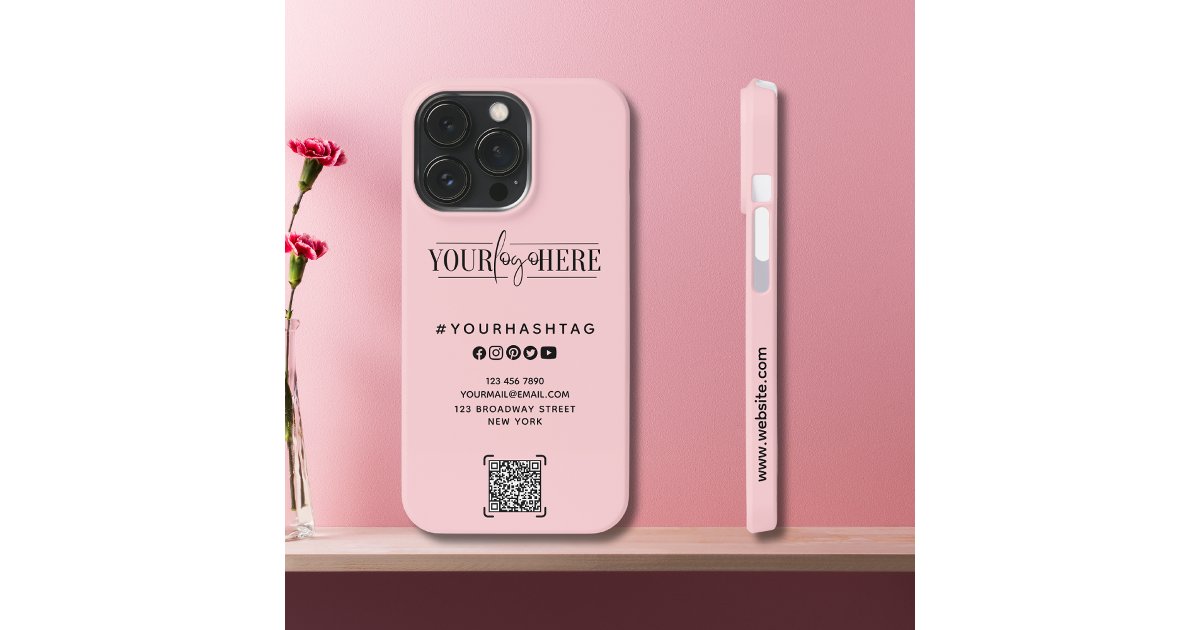 Custom Logo With Social Media Icons Business iPhone Case | Zazzle