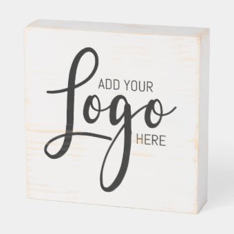 Custom logo wood business wooden box sign | Zazzle