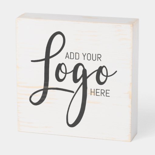 Custom logo wood business wooden box sign | Zazzle