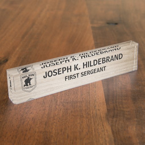 Custom Logo Wooden Military Desk Name Plate | Zazzle