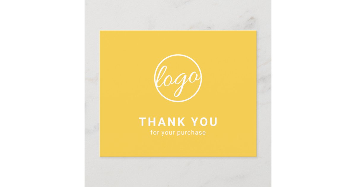 Custom Logo Yellow Budget Thank You Card | Zazzle