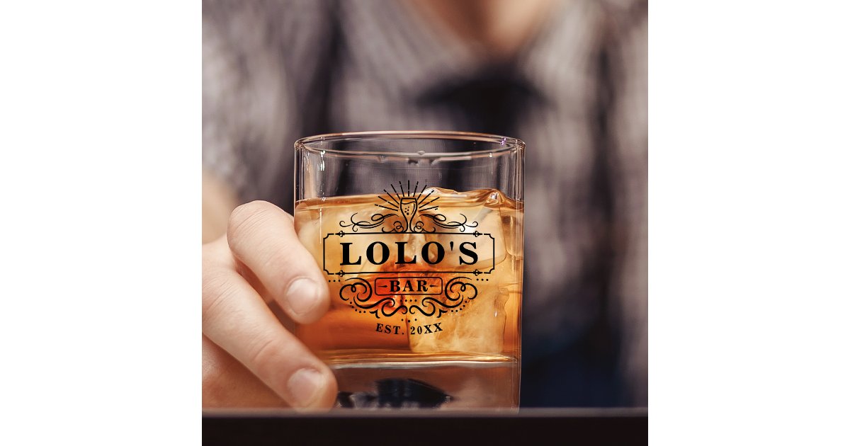 Custom Lolo's Bar Year Established Glass | Zazzle