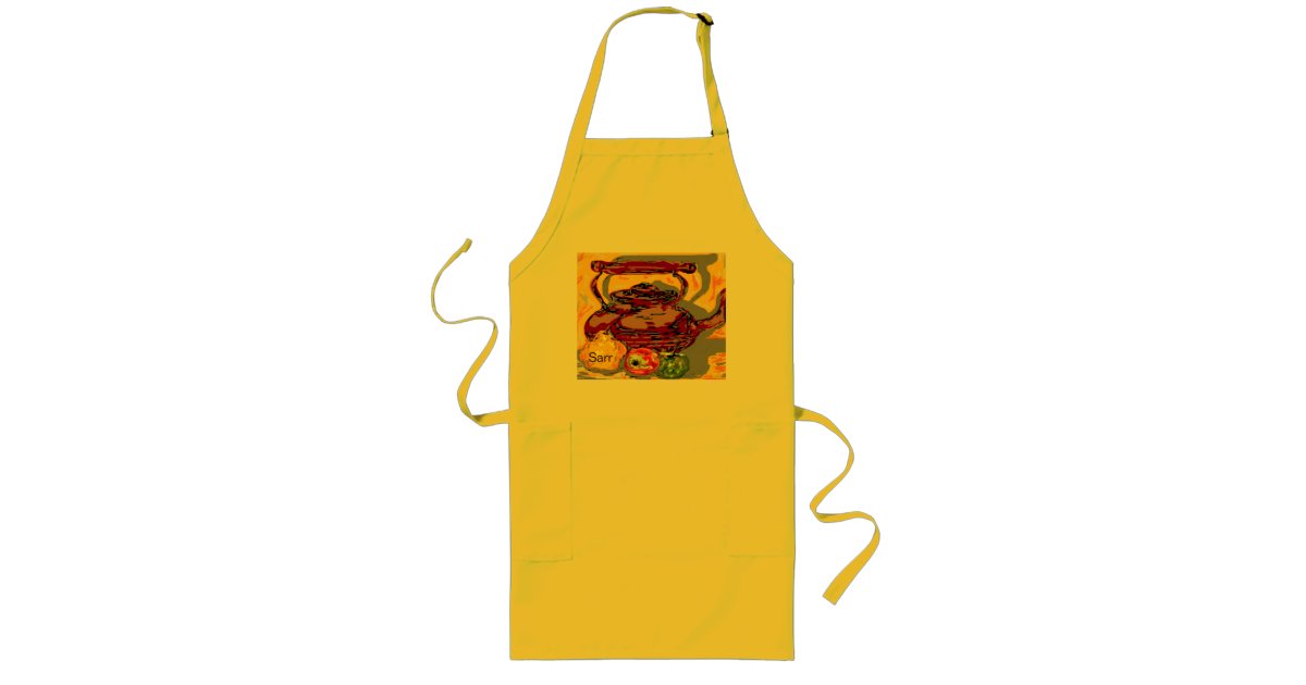 Custom Long Apron Tea Kettle With Fruit | Zazzle