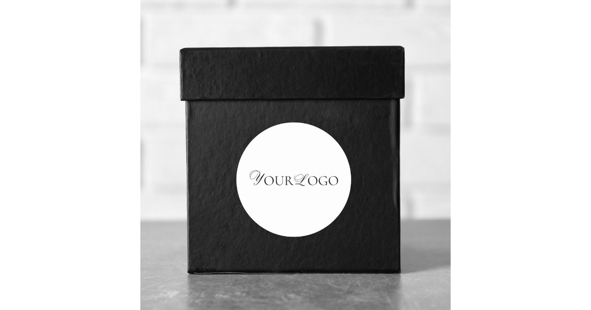 Custom Long Thin Business Logo Minimalist Plain Classic Round Sticker ...